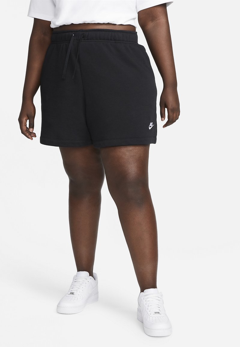 Nike Sportswear W NSW CLUB FLC SHORT PLUS - Shorts - black/white/black ...