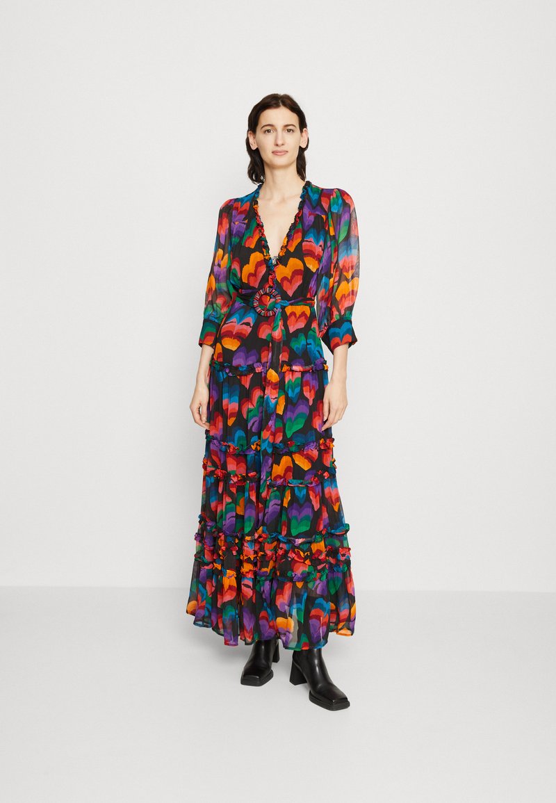 Farm Rio MONSTERA HEARTS DRESS - Maxi dress - black/multi-coloured ...