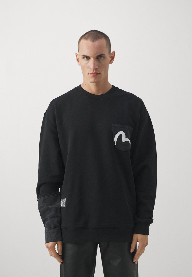 Evisu SEAGULL PATCHWORK CREWNECK - Sweater - black/zwart - Zalando.nl