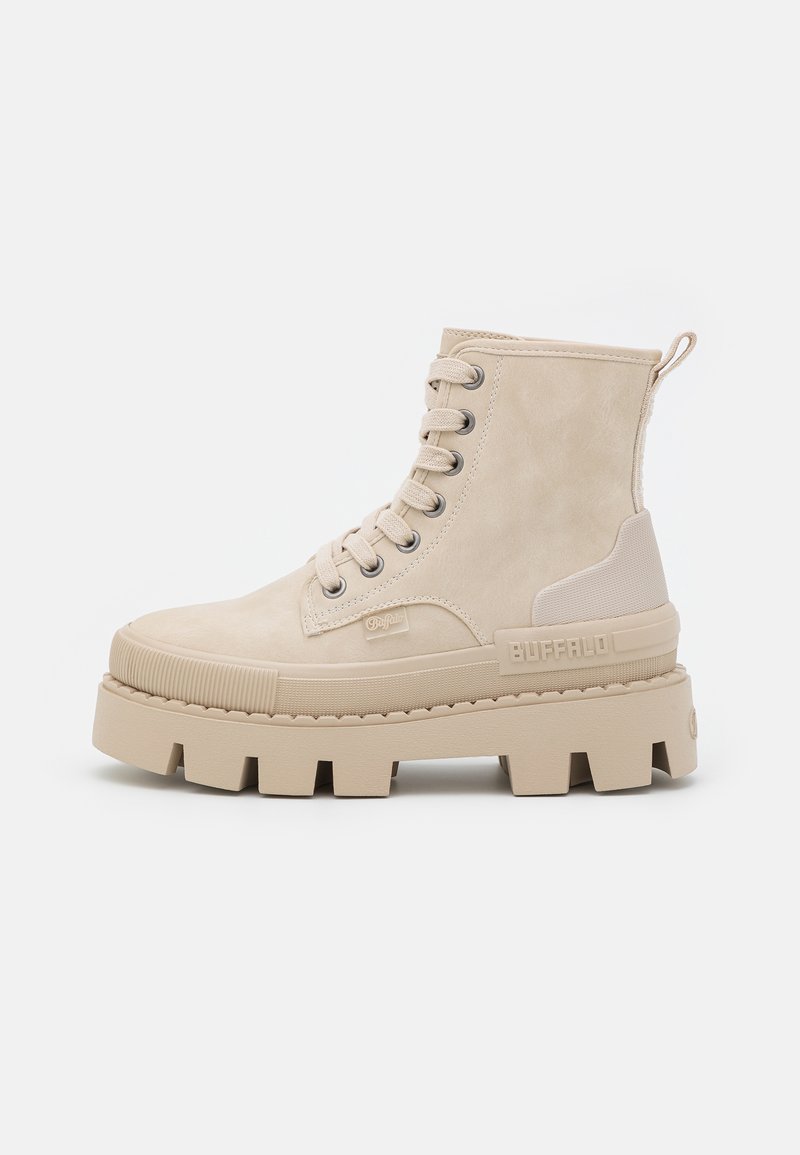 Buffalo RAVEN LACEUP HI - Bottines à plateau - cream/beige - ZALANDO.FR