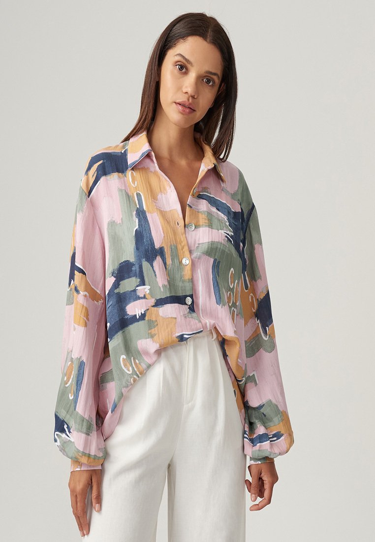 ST MRLO SWANSEA - Button-down blouse - pink miami abstract/light pink ...
