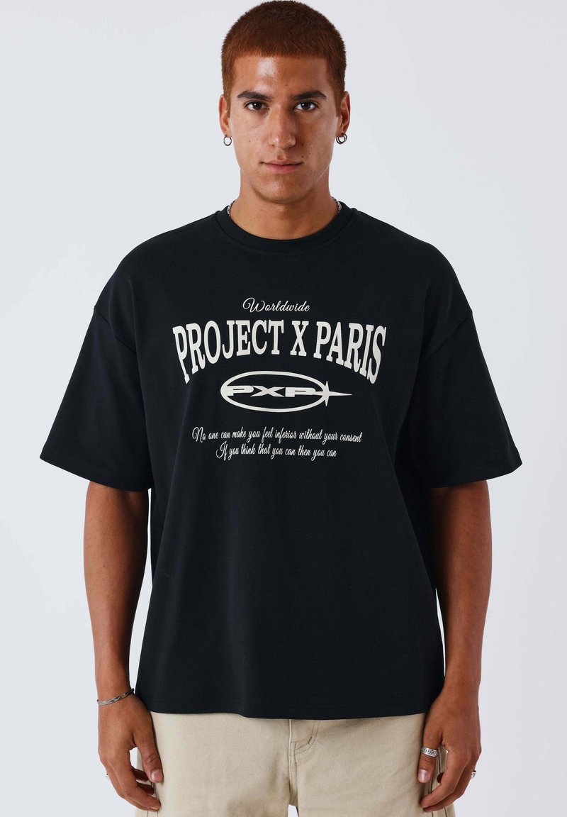 Project X Paris MANCHES COURTES VARSITY - Print T-shirt - noir/black ...