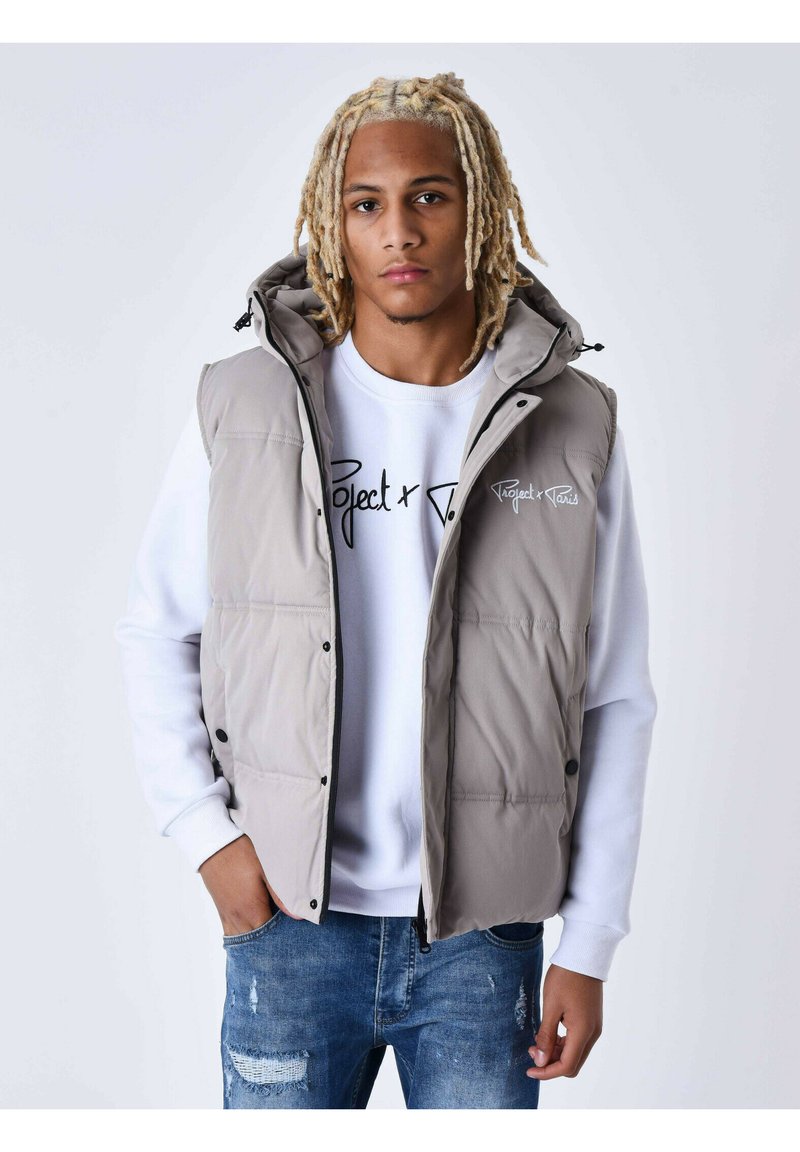Project X Paris MATELASSÉ SANS MANCHES CAPUCHE - Bodywarmer - taupe ...