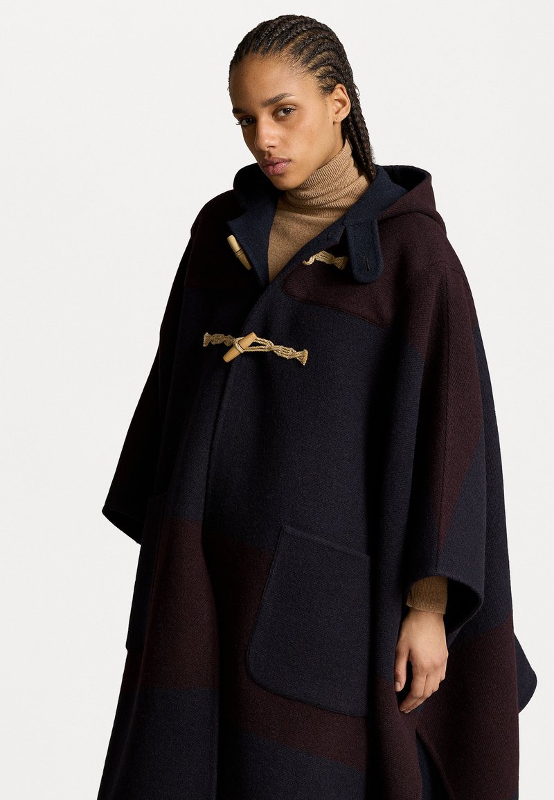 Polo Ralph Lauren DOUBLE FACE WOOL HOODED CAPE - Cape - navy/maroon ...