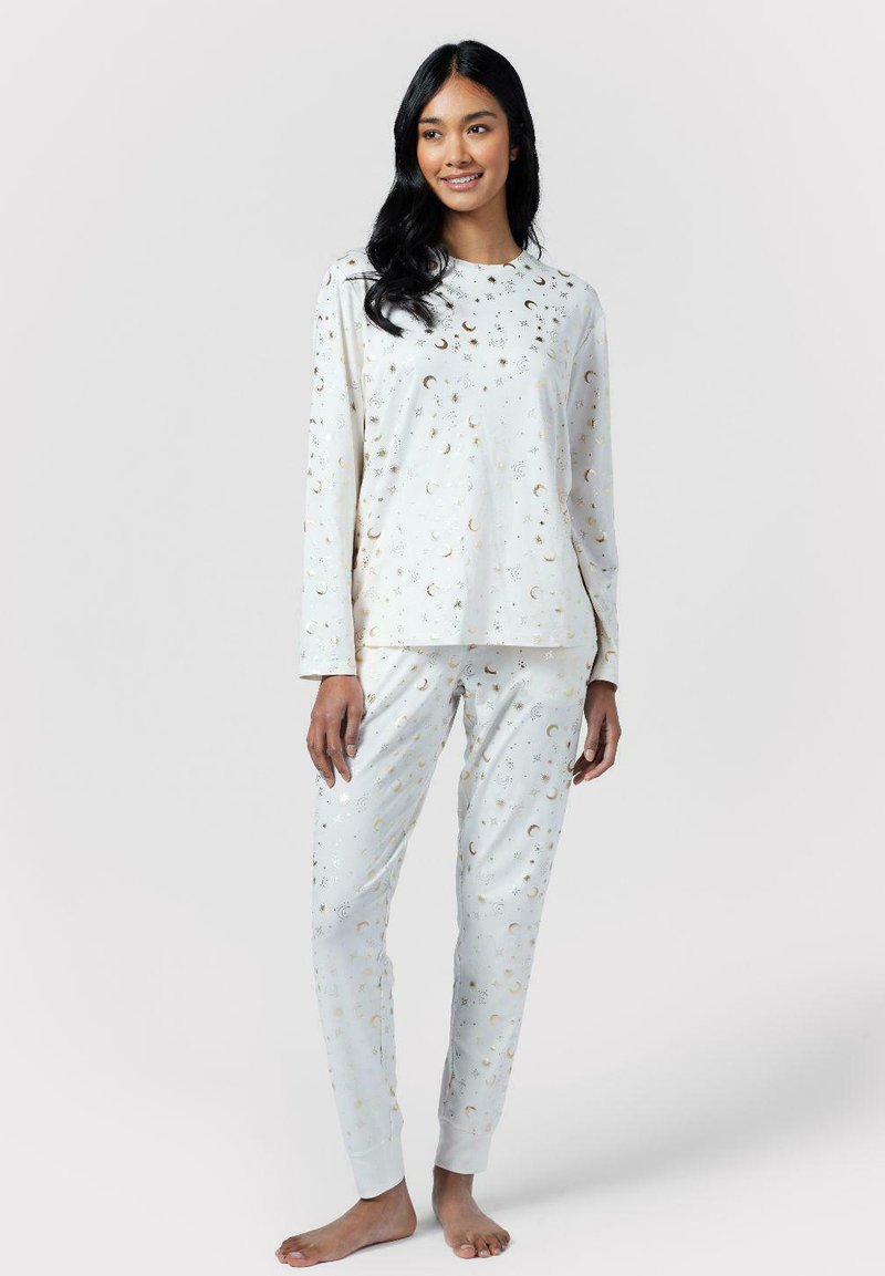 Chelsea Peers FOIL MOON STAR PRINT LONG - Pyjama set - off white/off ...