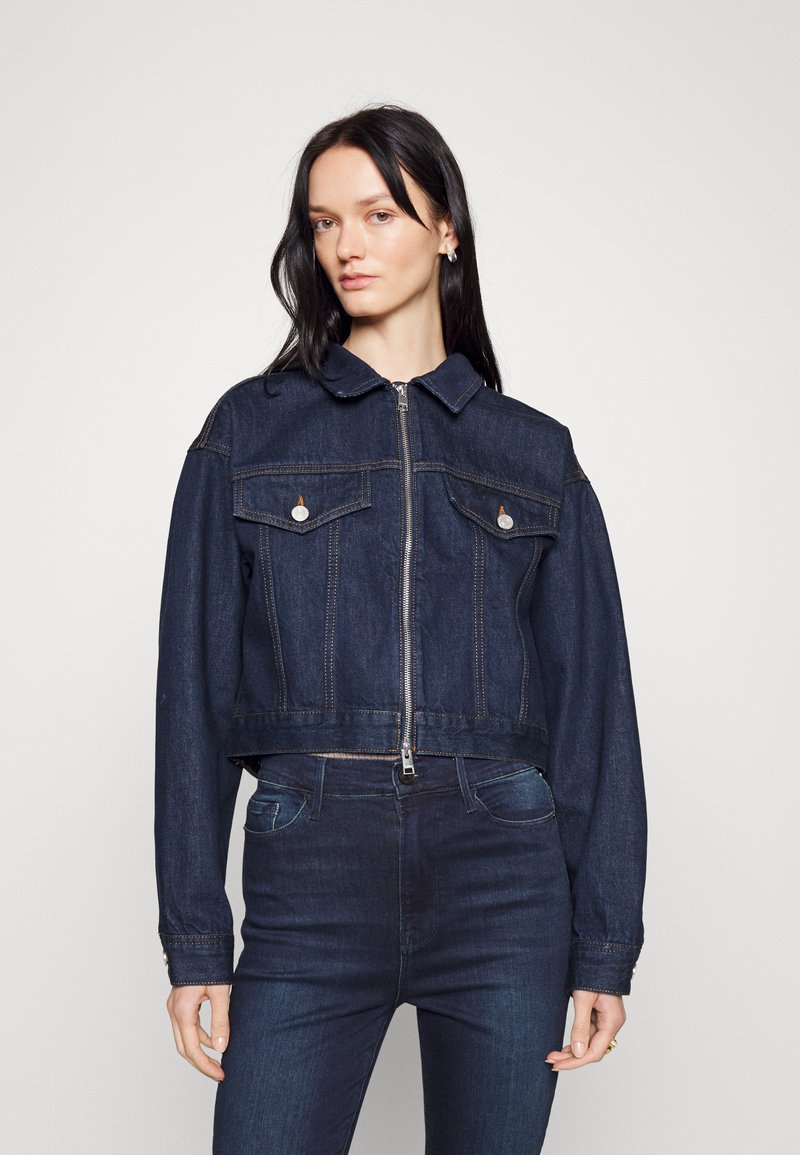 FRAME EXPOSED ZIP CROPPED JACKET - Denim jacket - rinse/dark blue ...