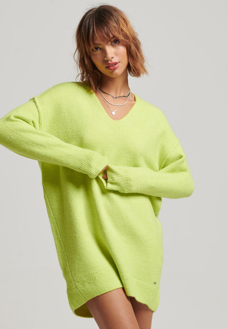 Superdry V Neck Strickkleid Cuba Green Grün Zalando De