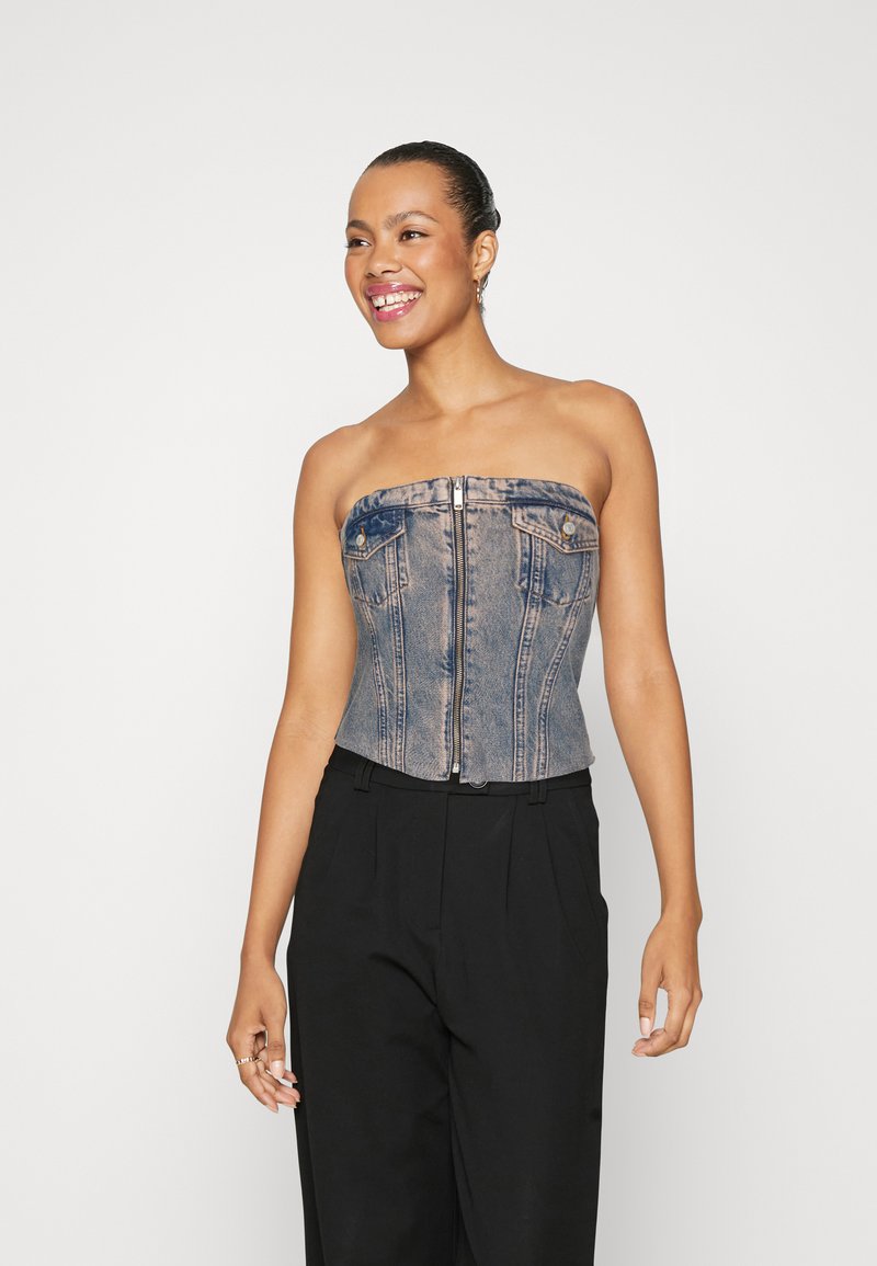 Envii ENBESS - Top - red tint worn/modrý denim - Zalando.cz