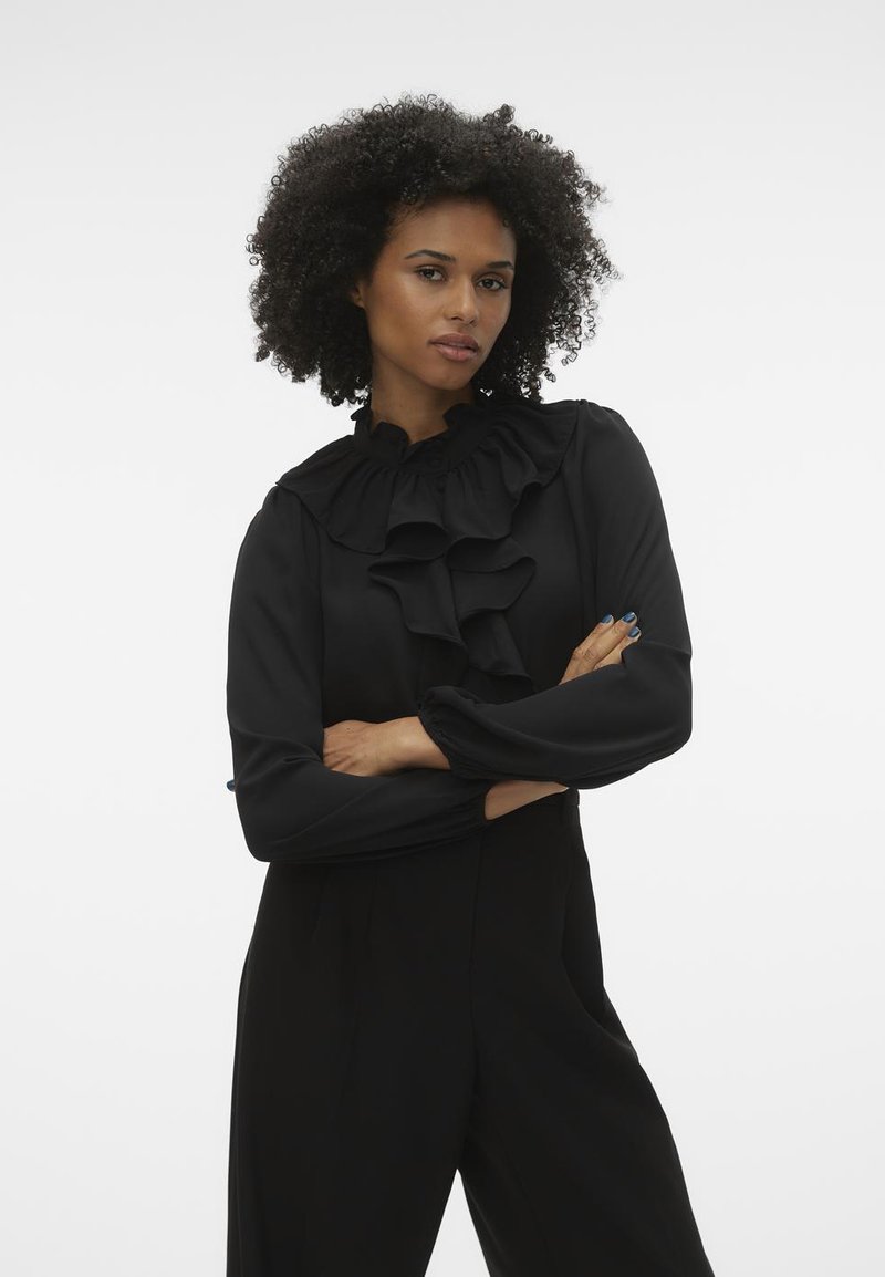 Vero Moda VMDIANA RUFFLE - Blouse - black/zwart - Zalando.be