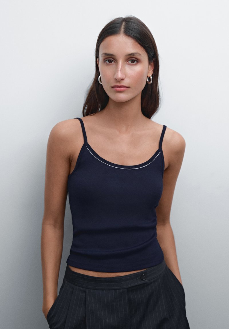 Massimo Dutti - Top/czarnoniebieski denim - Zalando.pl