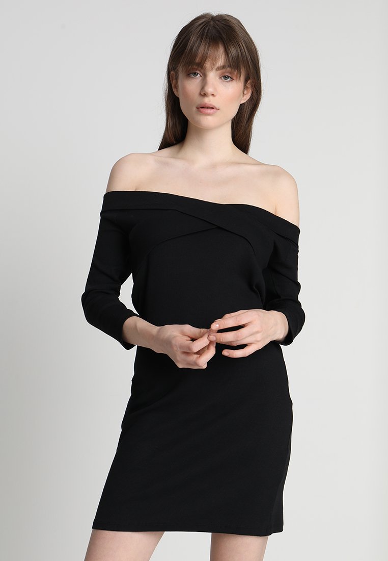 Urban Classics LADIES OFF SHOULDER CROSS DRESS - Shift dress - black ...