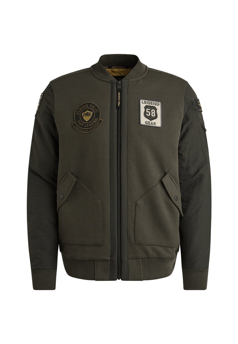 PME Legend HYBRID - Bomber Jacket - beluga/dark green - Zalando