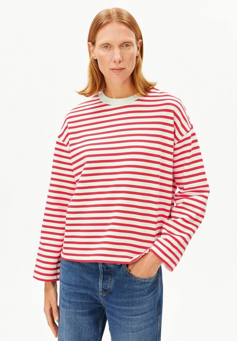 ARMEDANGELS FRANKAA STRIPE - Sweatshirt - undyed-mars red/weiß - Zalando.at
