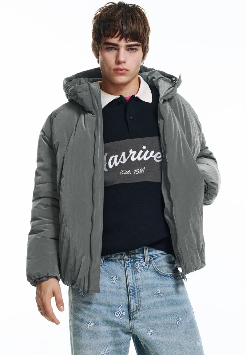 PULL&BEAR HOODED PUFFER - Veste d'hiver - dark grey/gris foncé - ZALANDO.CH