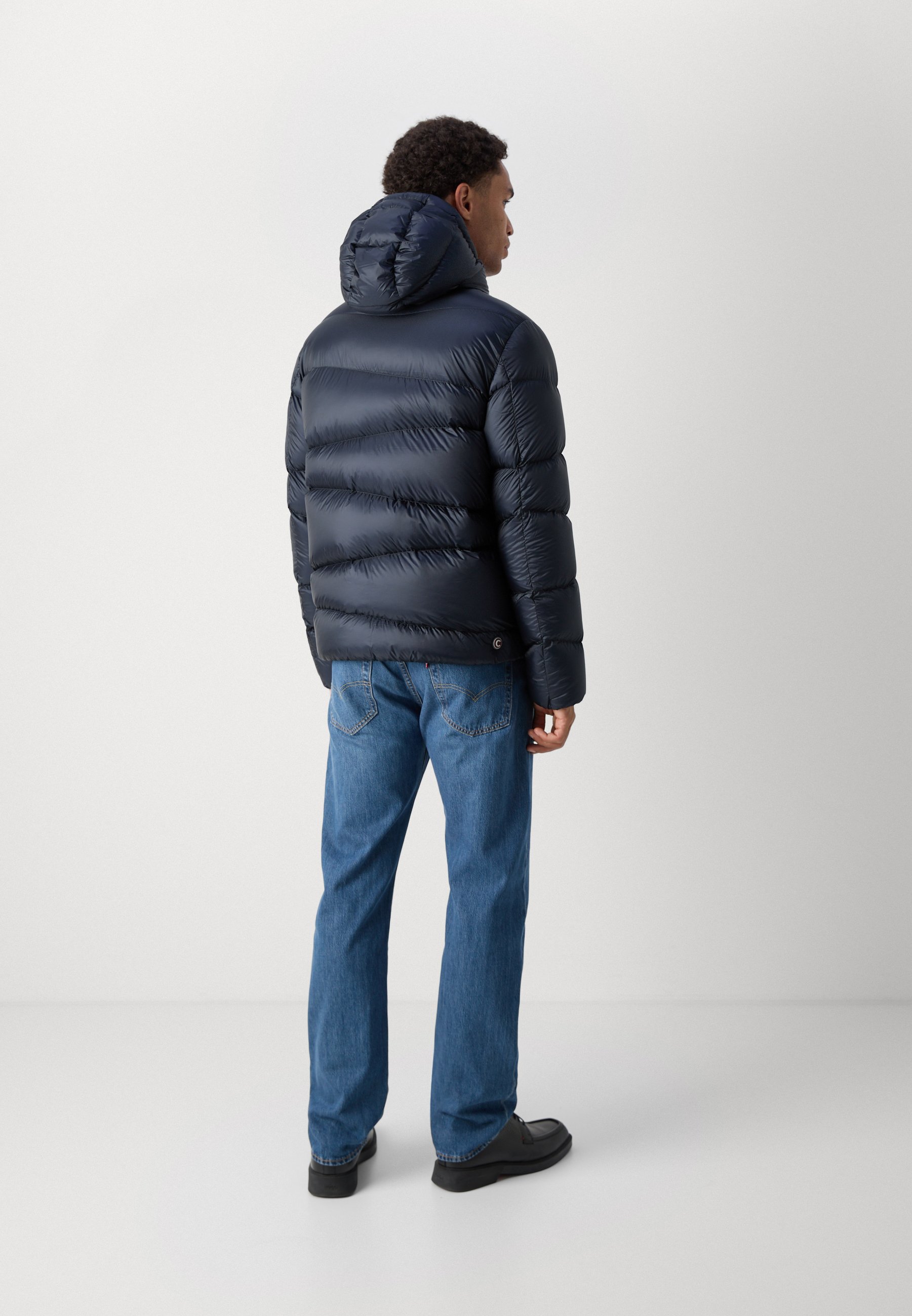 Mens navy blue down jacket store