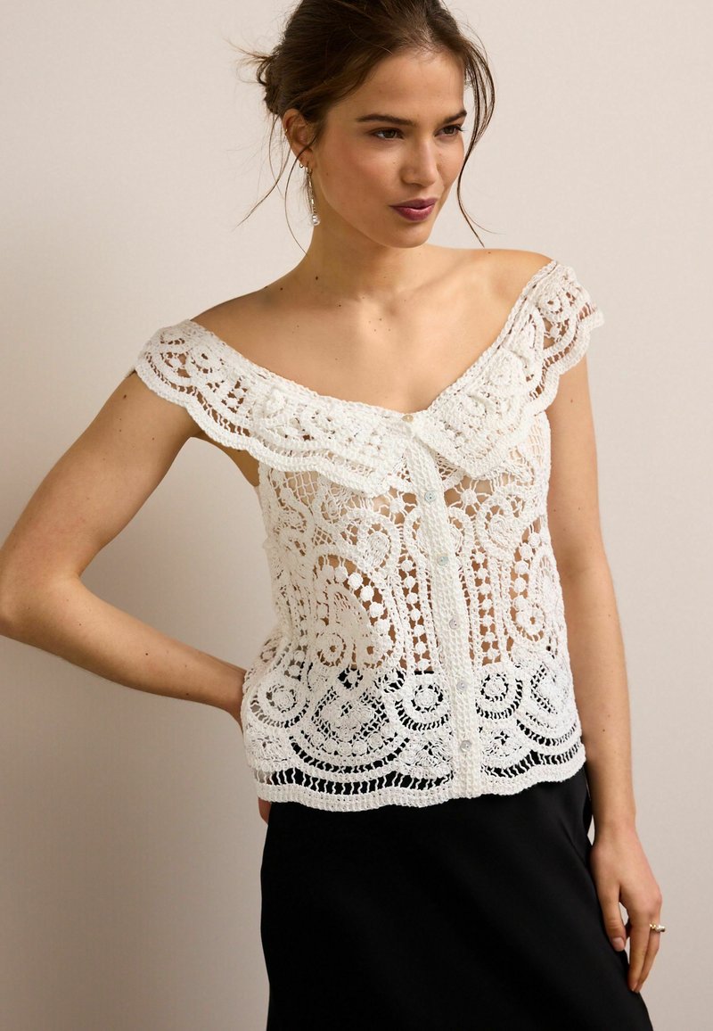 Next CROCHET OFF THE SHOULDER TOP - Vest - white/wit - Zalando.be