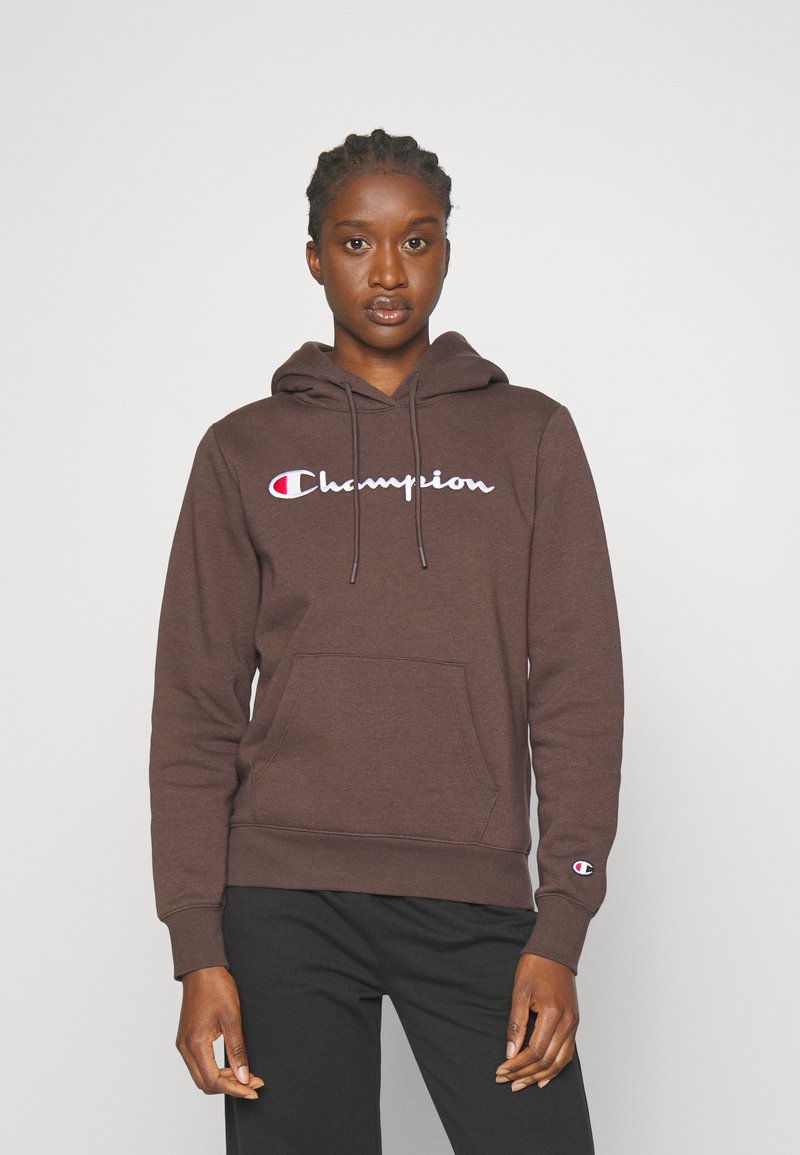 Champion CLASSIC HOODED LARGE LOGO - Mikina s kapucí - java/hnědá ...