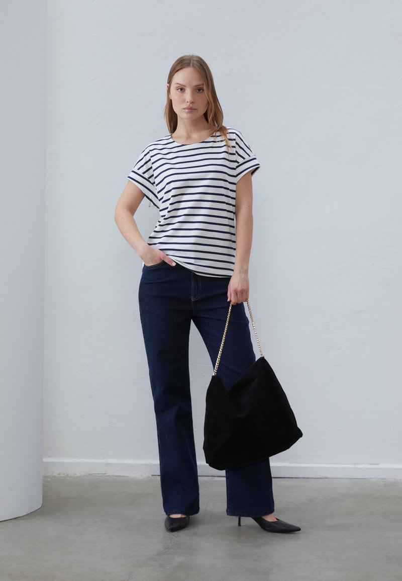 Anna Field 2 PACK - Marškinėliai su spaudiniu - white/dark blue/light ...