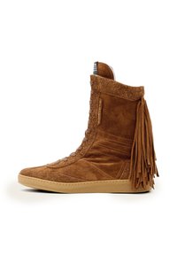 AllSaints LOUISE FRINGE - Cowboy/biker ankle boot - tan brown/brown ...