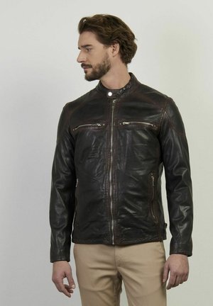 Lee Cooper BASILE - Veste en cuir - black/noir - ZALANDO.FR