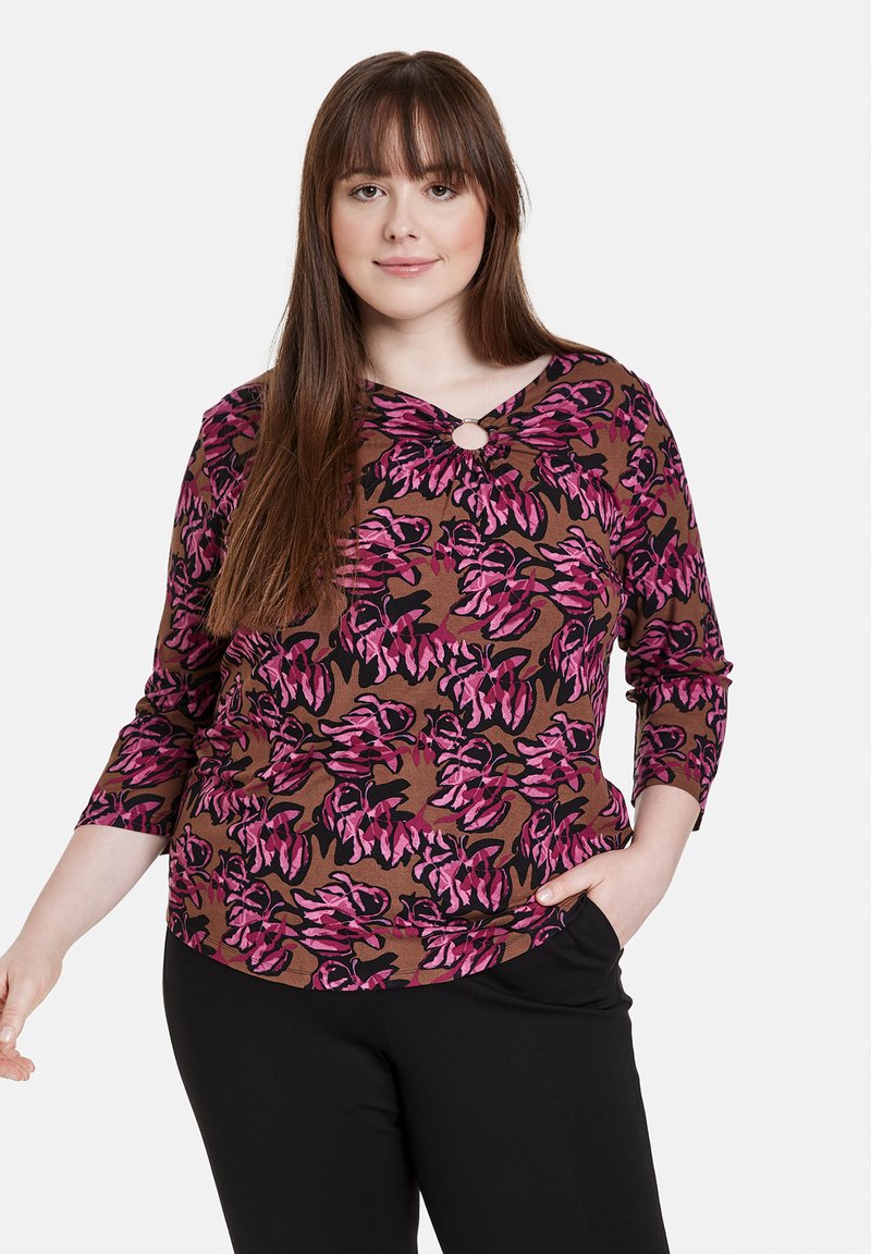 Samoon 3/4 ARM RUNDHALS MIT RING-DETAI - Long sleeved top - rustic oak ...