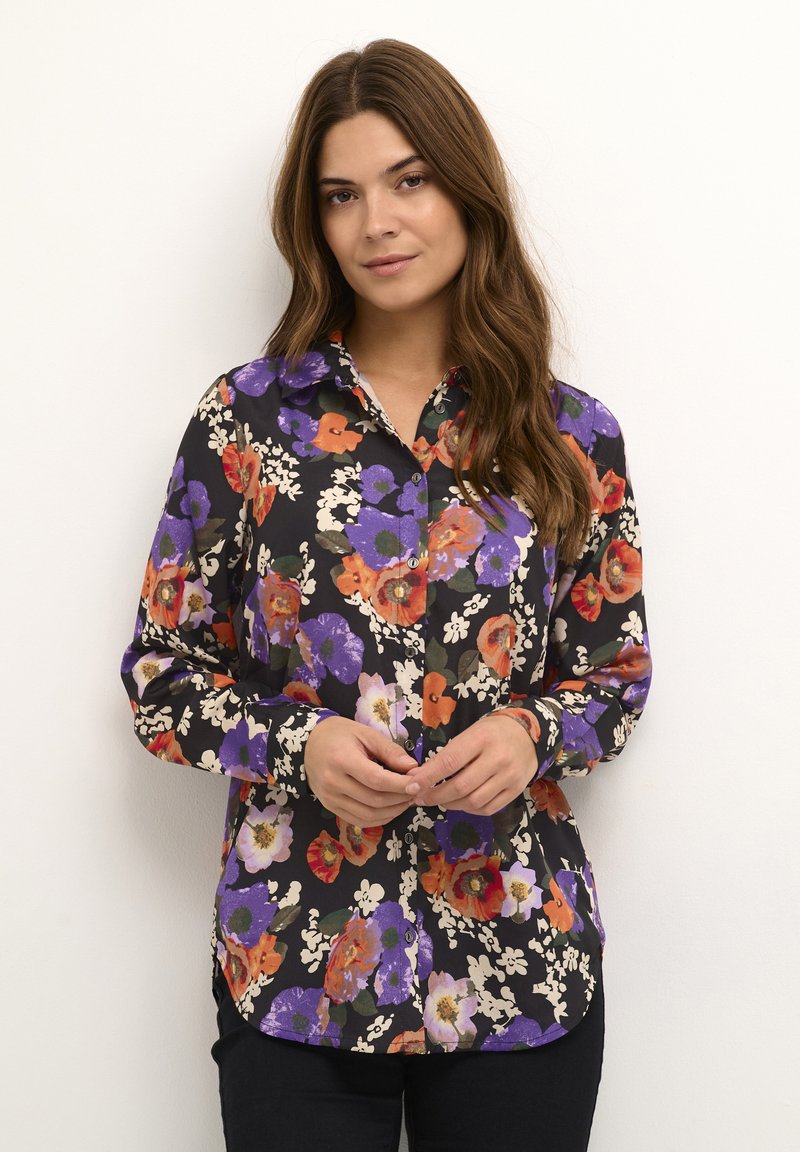 Kaffe BPFLORA - Hemdbluse - black red multi flower print/mehrfarbig ...