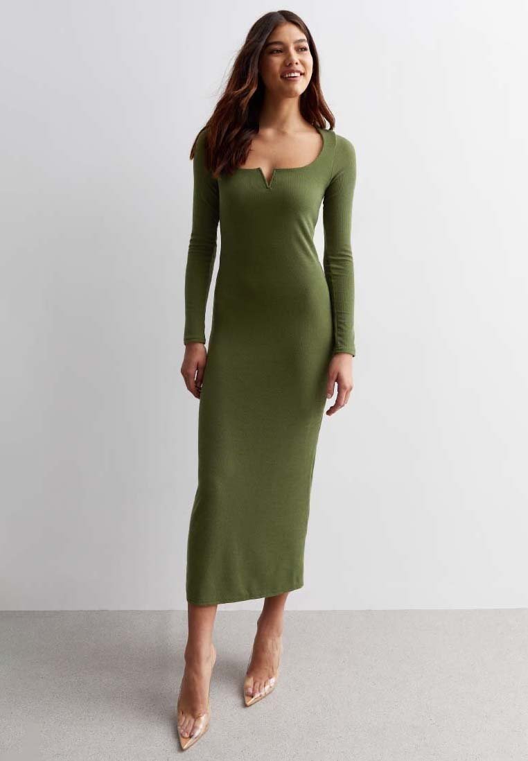 New Look Tall LONG SLEEVE - Fodralklänning - khaki - Zalando.se