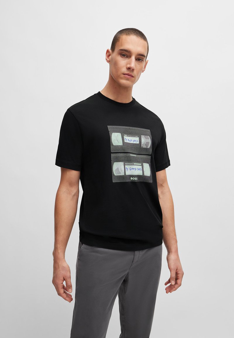 BOSS Print T-shirt - black - Zalando.ie