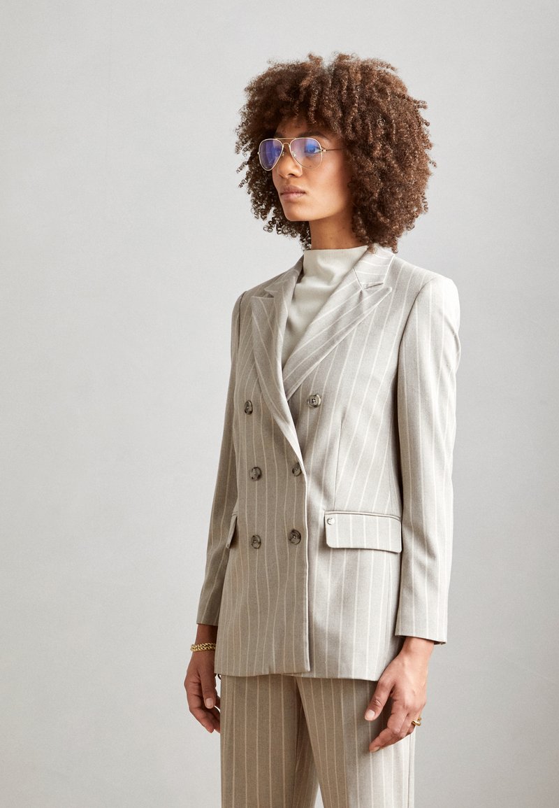 Mos Mosh STRIPE BLAZER - Kurzmantel - roasted cashew/cognac - Zalando.ch