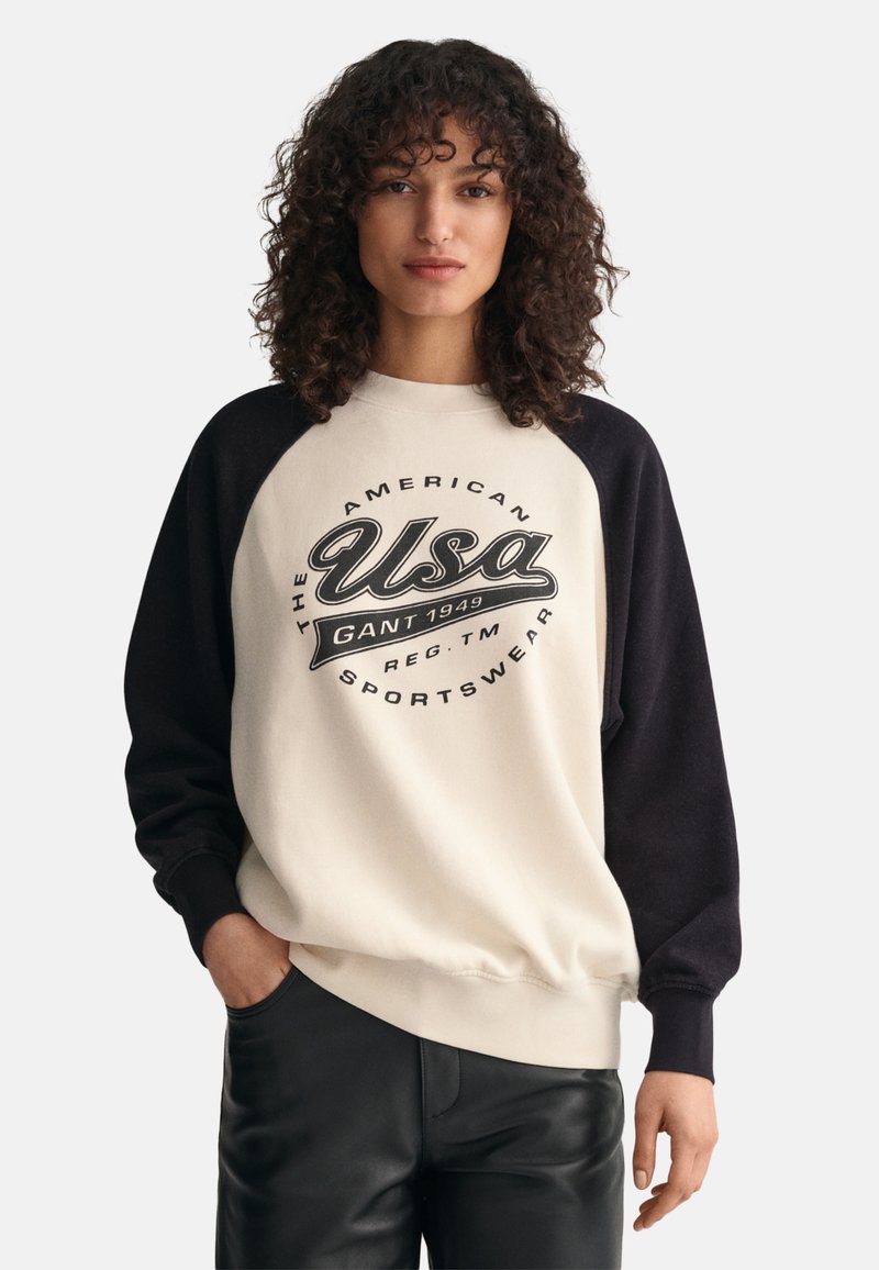 GANT LOGO COLOR BLOCK - Sweatshirt - linen/beige - Zalando.dk
