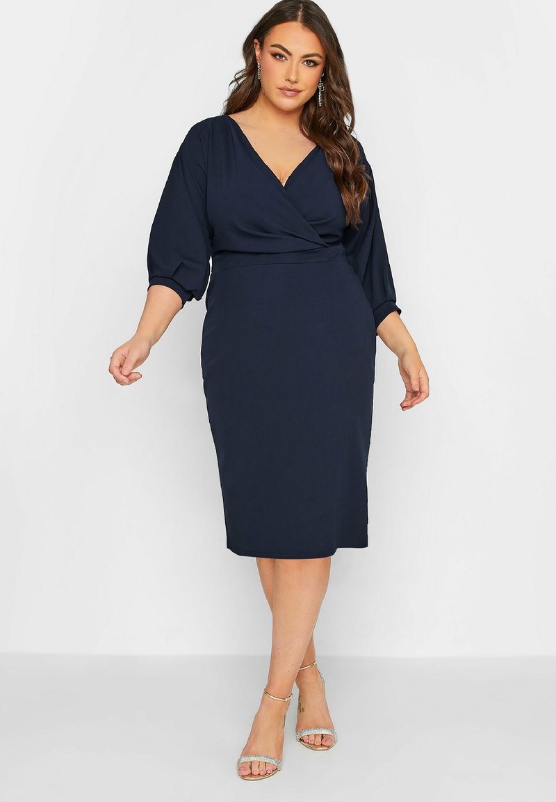 Yours Clothing DROP SHOULDER WRAP - Robe de jour - blue/bleu marine ...