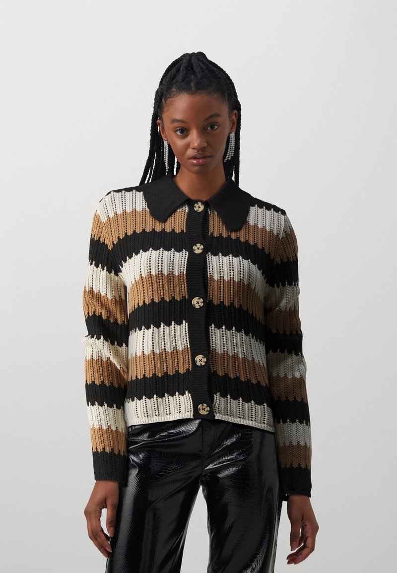 Object OBJWASI CARDIGAN - Strickjacke - sandshell/tobacco brow/black ...