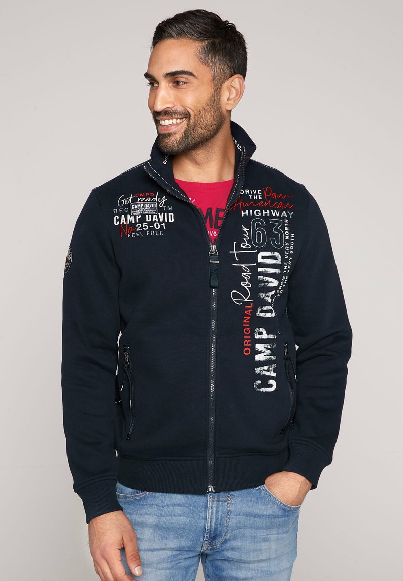 Camp David LABEL-APPLIKATIONEN - Sweatjacke - blue navy/blau - Zalando.de