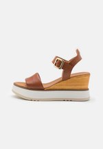 Pier One LEATHER - Platform sandals - cognac - Zalando.ie