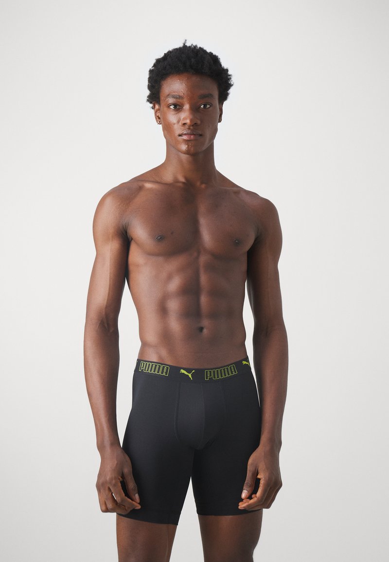 Puma SPORT LONG BOXER 2 PACK - Culotte - lime smash/black/negro ...