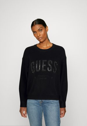 Guess LS RN DIANE TRIANGLE LOGO SWTR - Strickpullover - jet black ...