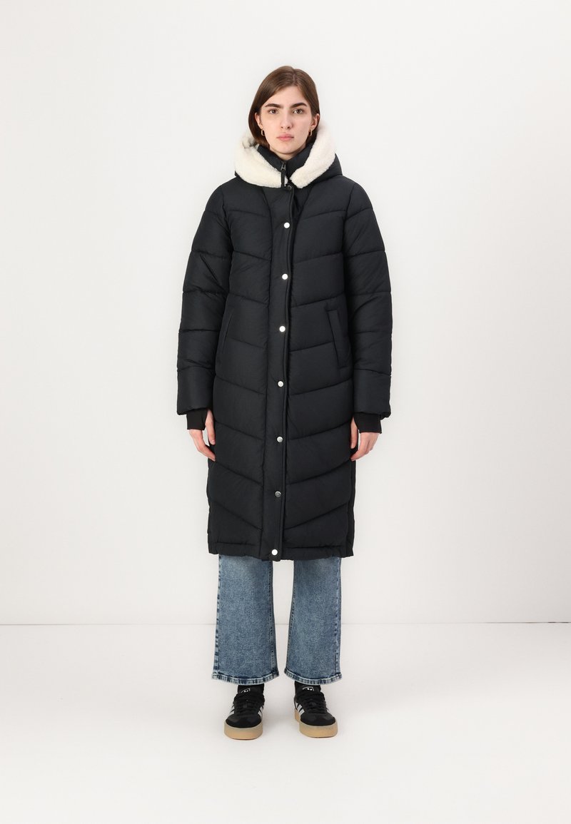 Hollister Co. LONG LINE PUFFER EMEA - Winter coat - black beauty/black ...