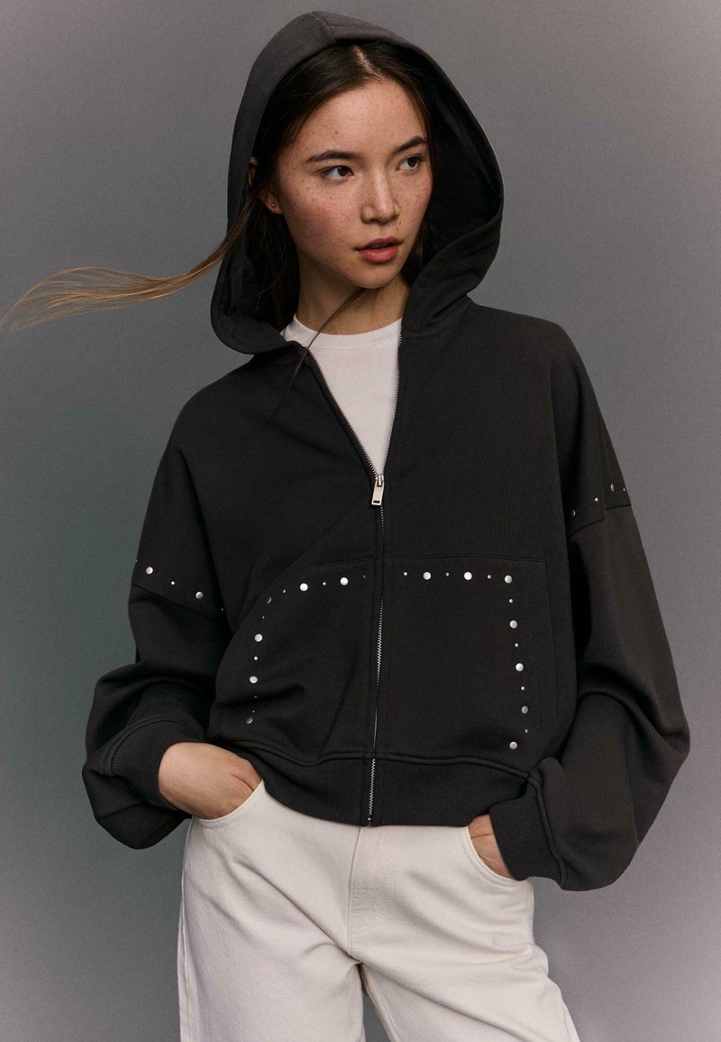 Bershka Zip-up sweatshirt - grey - Zalando.ie