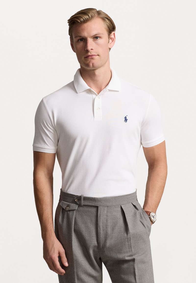 Polo Ralph Lauren CUSTOM SLIM FIT STRETCH MESH SHIRT - Polo shirt - white - Zalando.co.uk