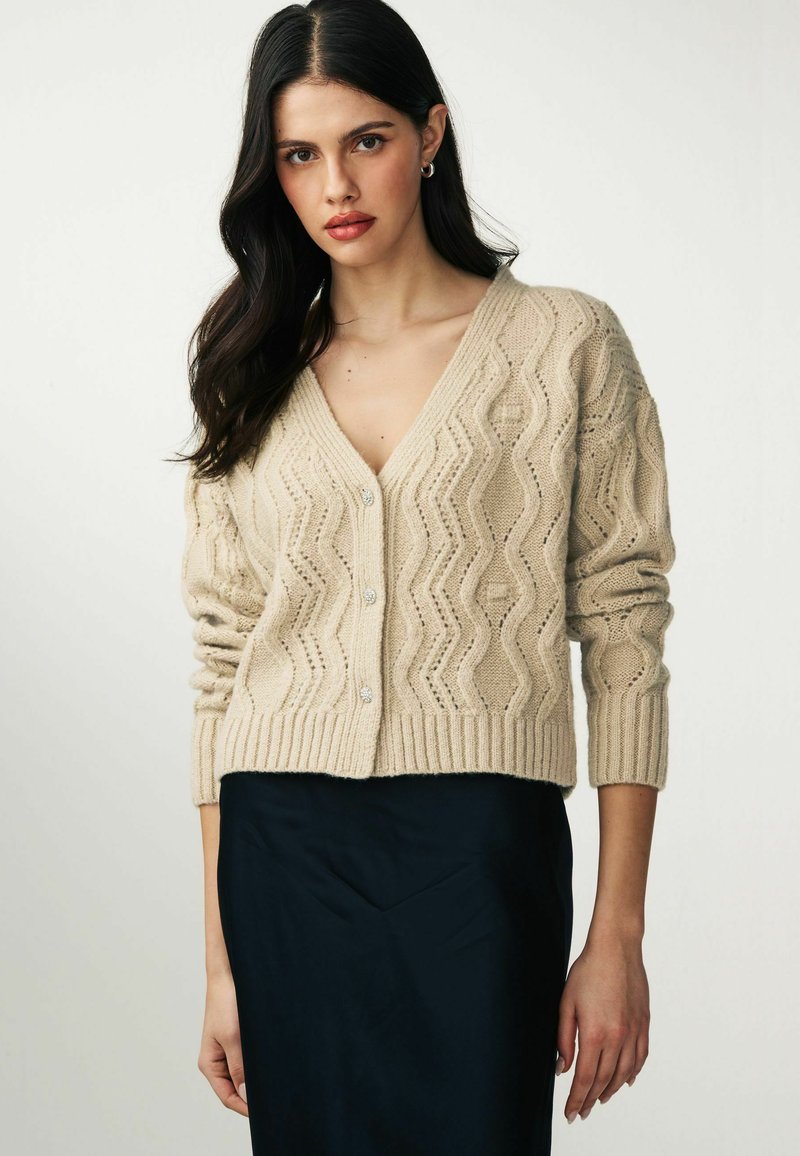 Next GEM BUTTON - Cardigan - neutral brown/beige - Zalando.dk