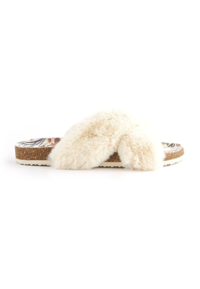 Next FAUX FUR CORK CROSSOVER SLIPPERS - Pantolette flach - cream floral ...