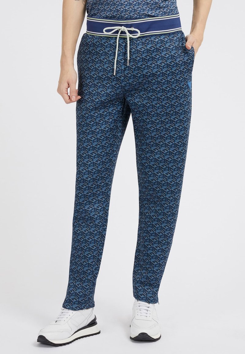 Guess Mit G Cube Logo Trainingsbroek Mehrfarbig Grundton Blau Blauw
