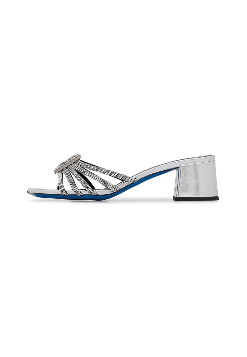 LORIBLU CON STASS E LOGO - Pantolette hoch - silver-coloured ...