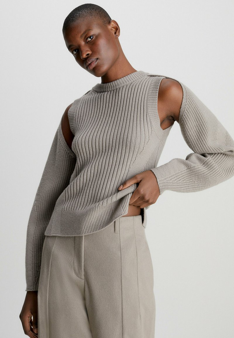 Calvin Klein CUT OUT - Jumper - cinder/light brown - Zalando.de