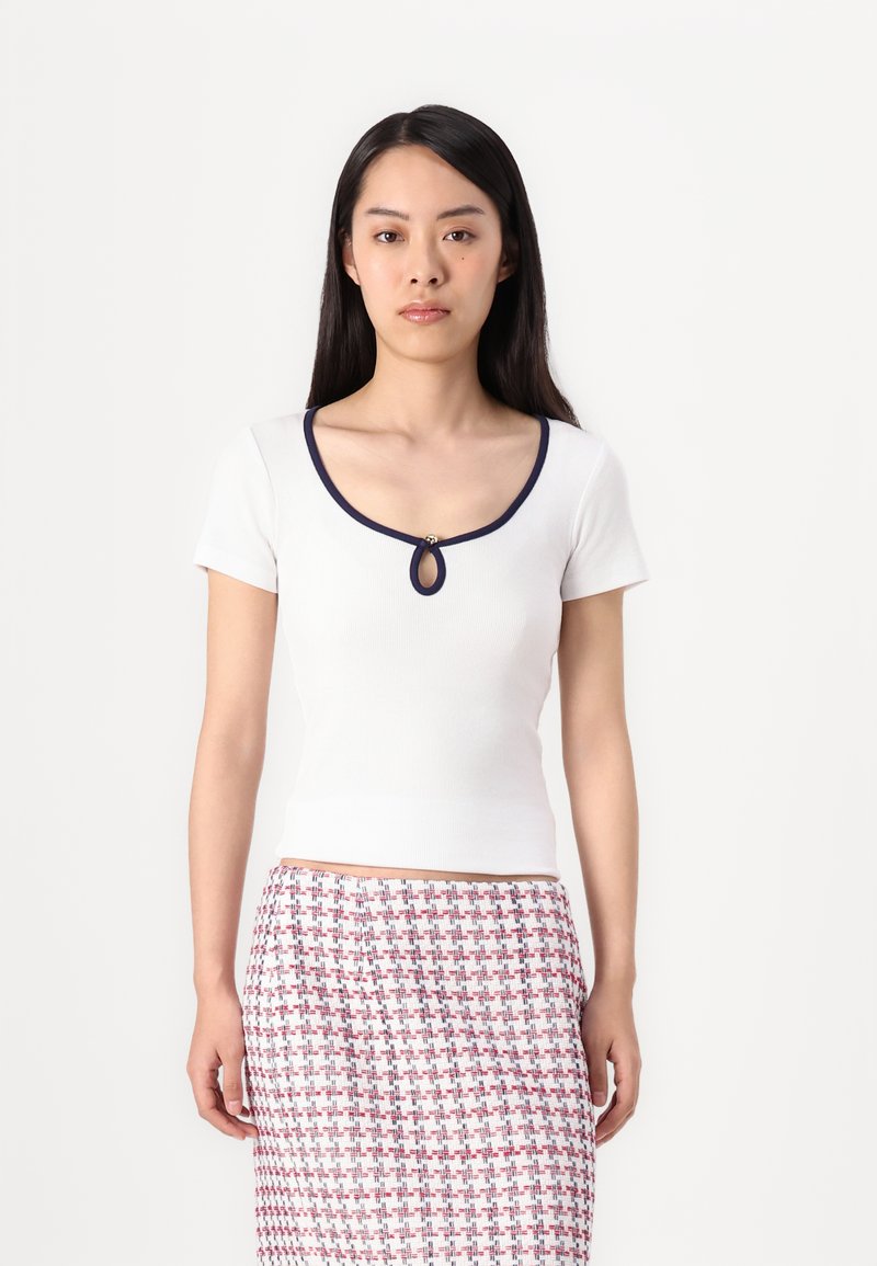 Anna Field Print T-shirt - white/evening blue/white - Zalando.co.uk