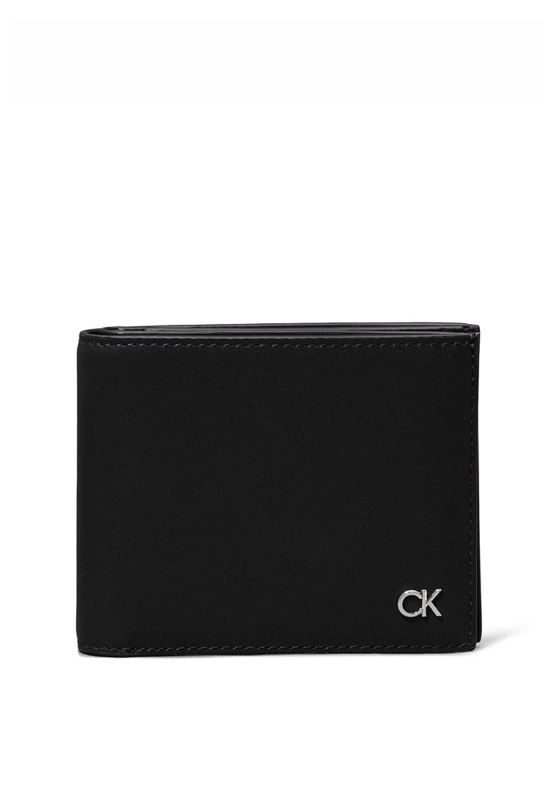 Calvin Klein METAL CK BIFOLD UNISEX - Wallet - black smooth/black - Zalando