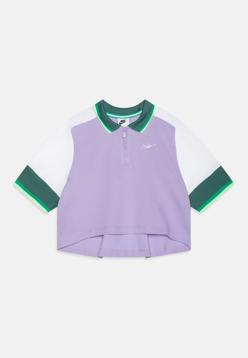 Nike Sportswear CROP CAPS - Polo shirt - hydrangeas/white/purple ...