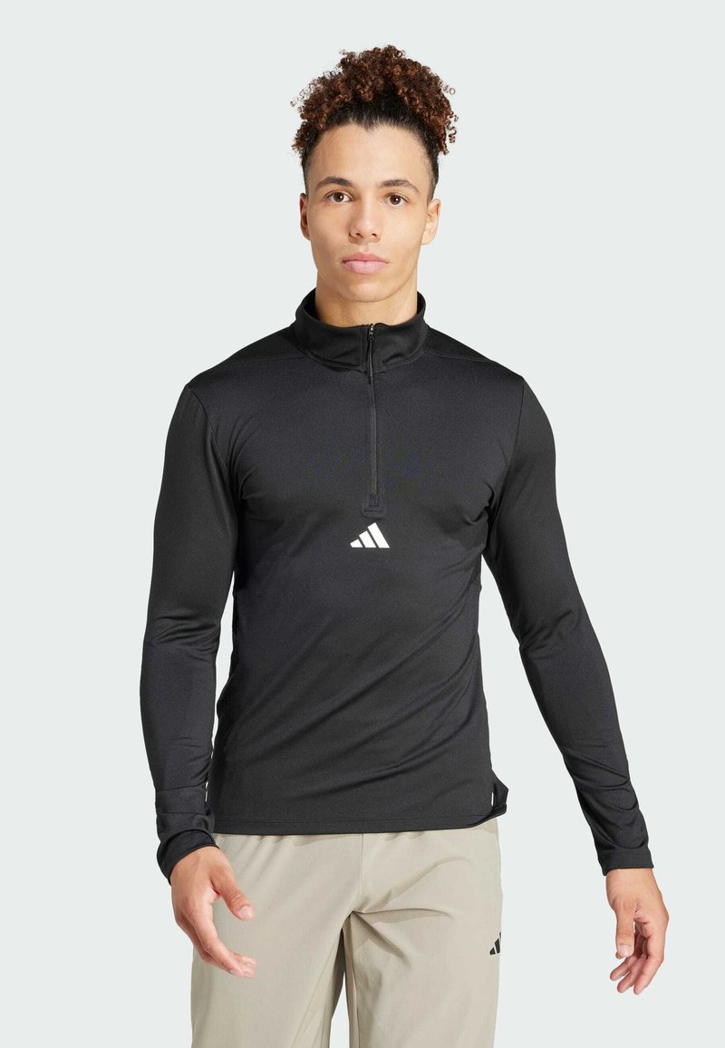 adidas Performance WORKOUT QUARTER-ZIP TRACK - Long sleeved top - black ...
