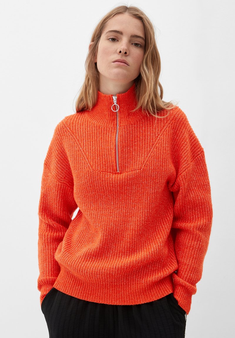 QS TROYER - Strickpullover - orange/orange-meliert - Zalando