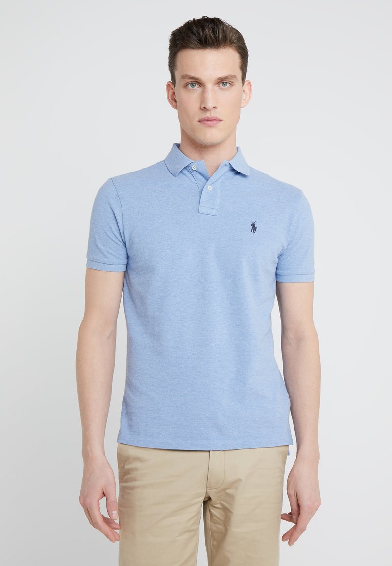 Polo Ralph Lauren CUSTOM SLIM FIT MESH POLO SHIRT - Poloshirt - jamaica heather/lichtblauw ...